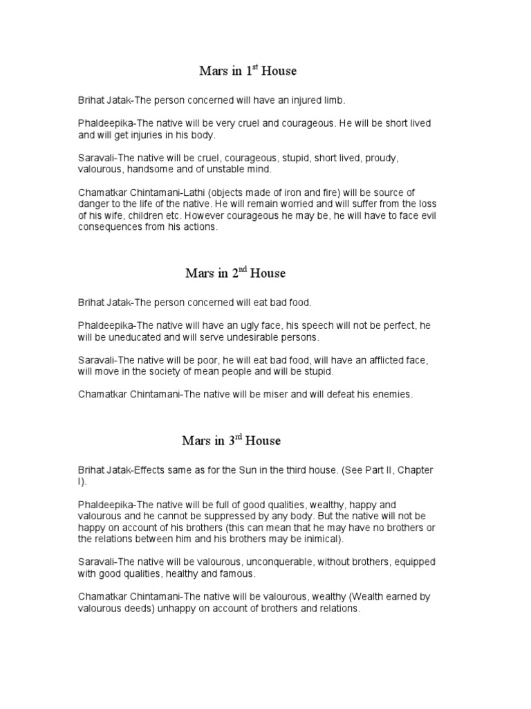 Mars in 12 House | PDF