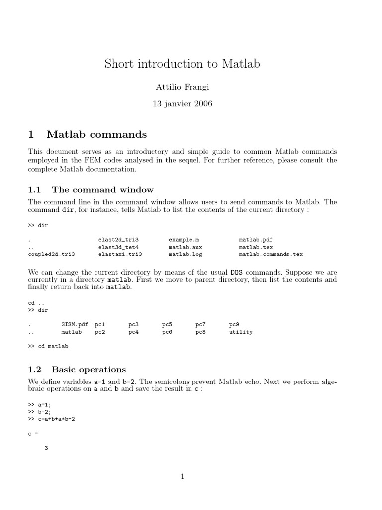 Matlab Intro | PDF | Determinant | Matrix (Mathematics)