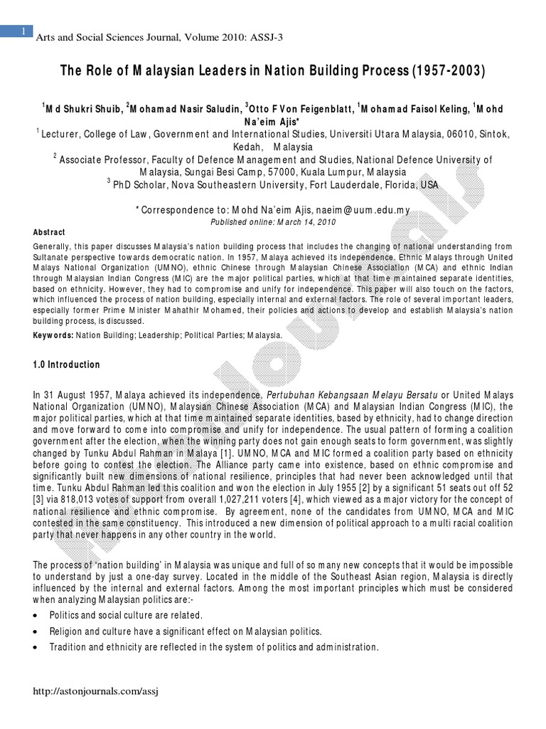Role of Malay Leaders in Nation Build | PDF | Malaysia | Capital Control
