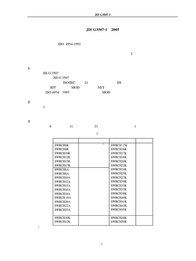 Jis G3507-1-2005 | PDF