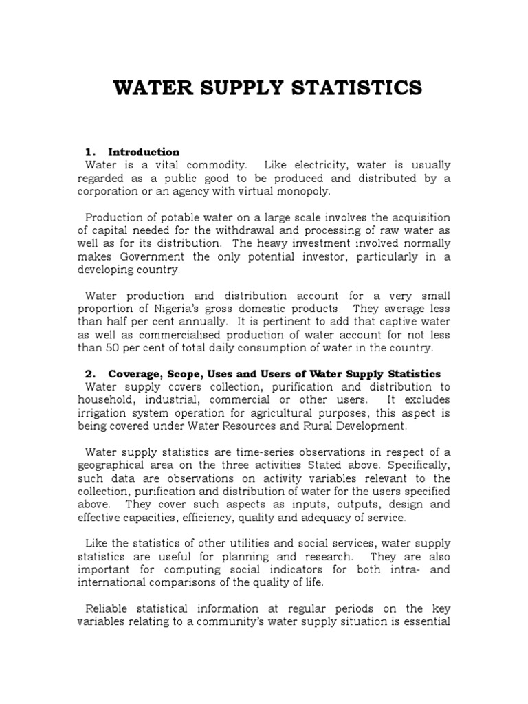 Water Supply Statistics | Download Free PDF | Water Resources | Water ...