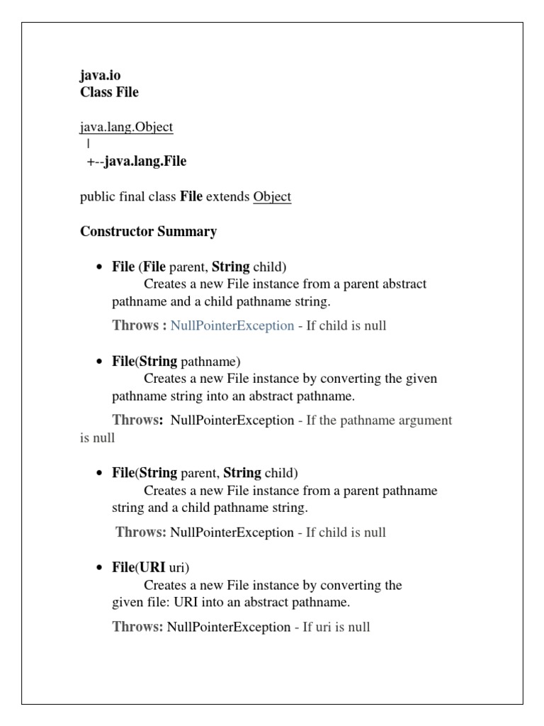 Java - Io Class File: Throws | PDF | Boolean Data Type | String ...
