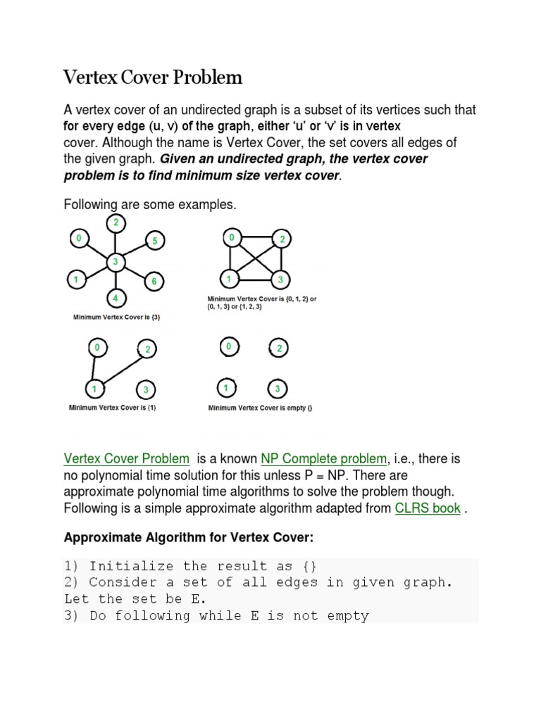 Vertex Cover Problem | PDF | Vertex (Graph Theory) | Theory Of Computation