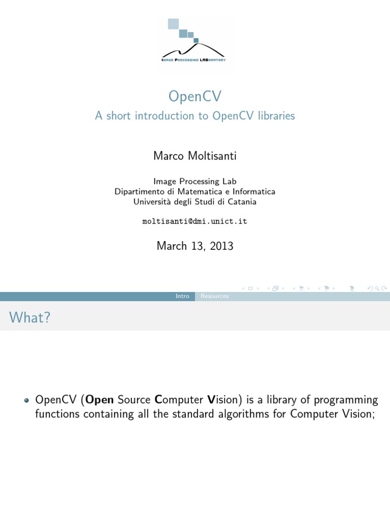 Opencv: A Short Introduction To Opencv Libraries | PDF
