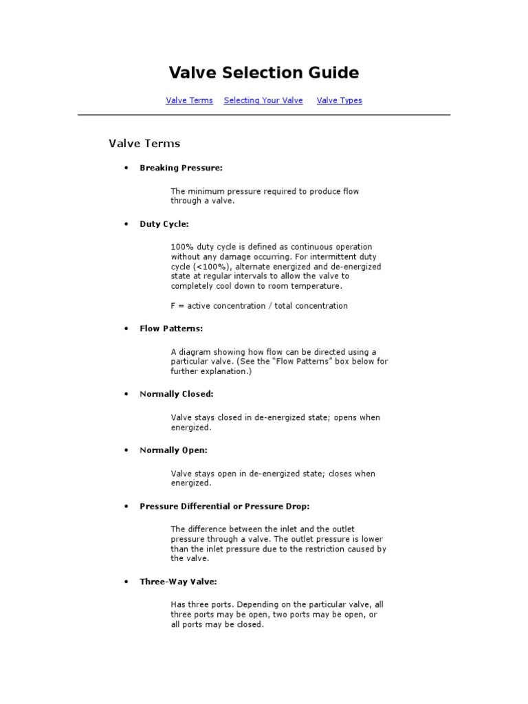 Valve Selection Guide | PDF | Valve | Fluid Dynamics