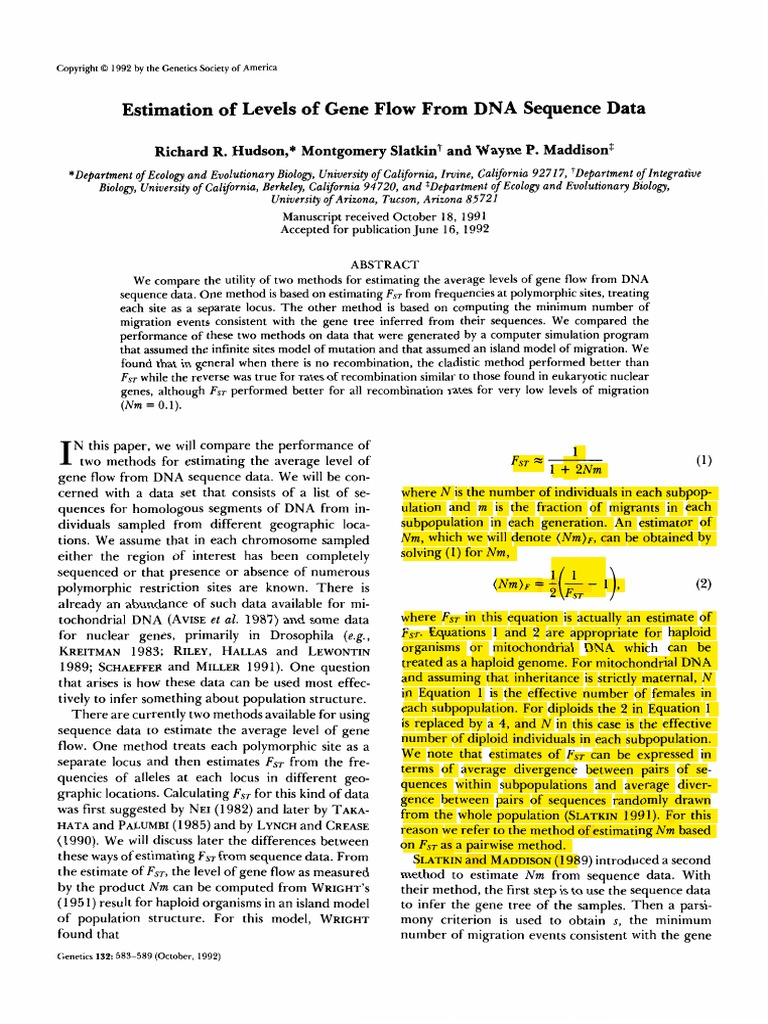 Gene Flow | PDF | Estimator | Bias Of An Estimator