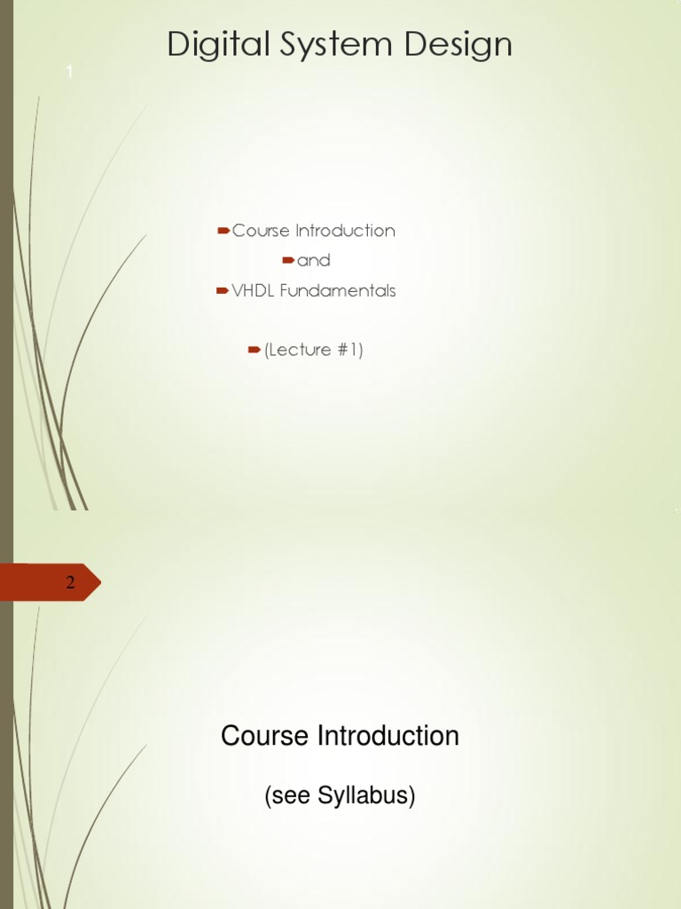 Digital System Design: Course Introduction and VHDL Fundamentals | PDF | Vhdl | Electronic Design