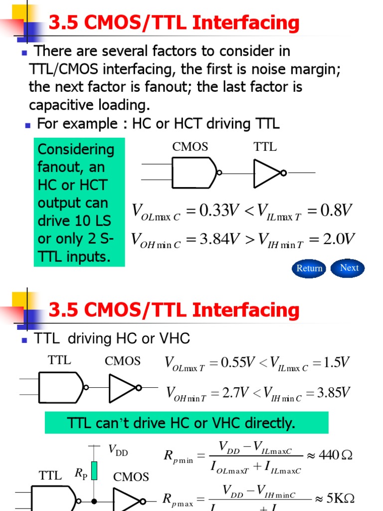 3.5 CMOS/TTL Interfacing: V V V V | PDF