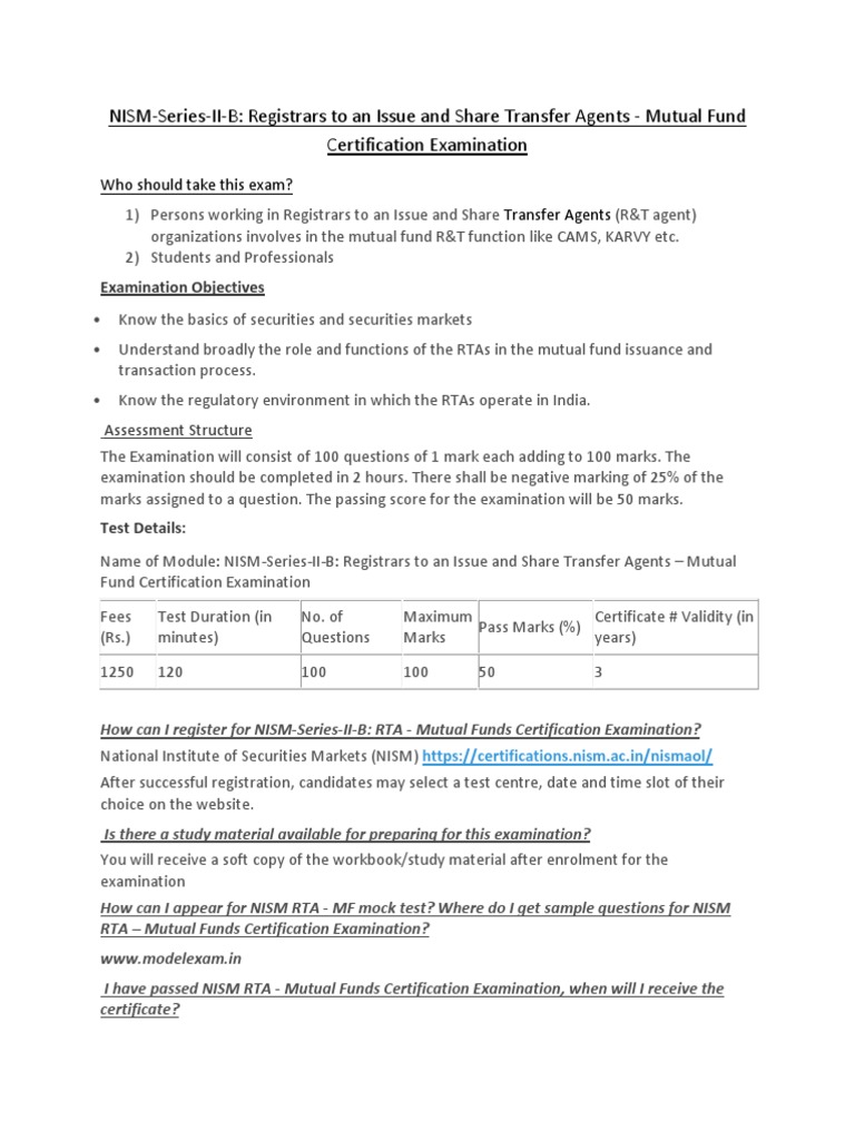 Preparing for the NISM-Series-II-B: Registrars to an Issue and Share ... Preparing for the NISM-Series-II-B: Registrars to an Issue and Share ...