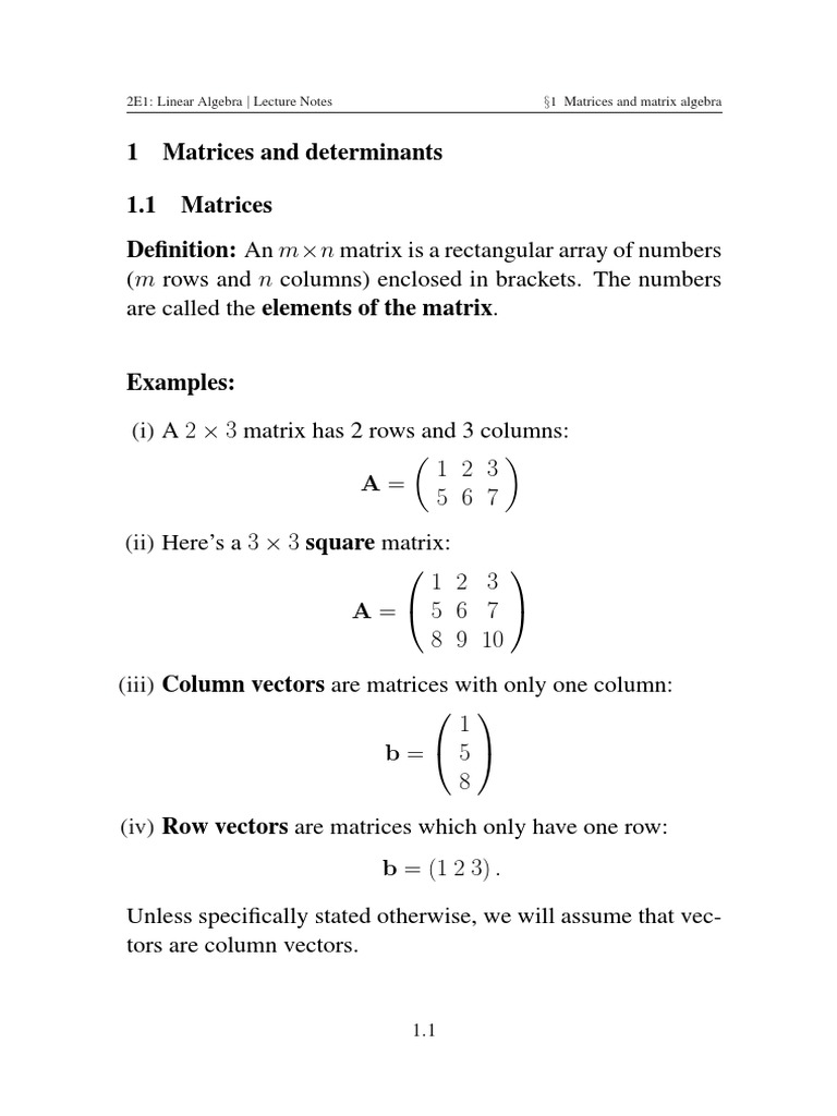 Matricces Notes | Matrix (Mathematics) | Determinant