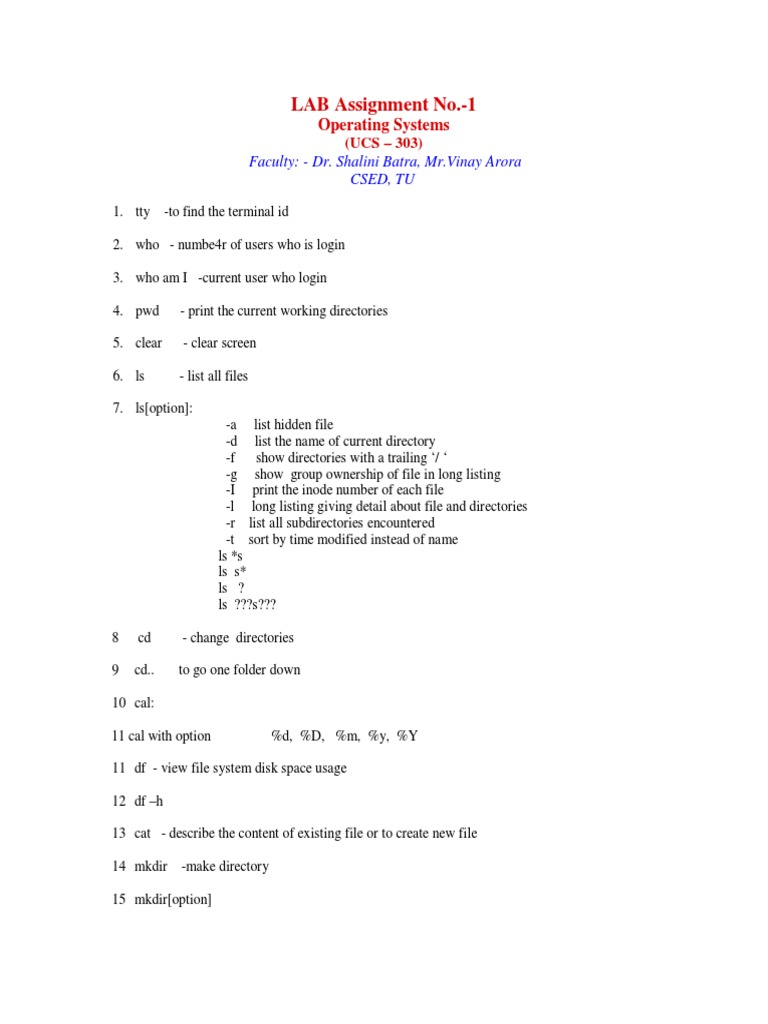 Linux Lab Assignment1 Directory Computing Computer File 