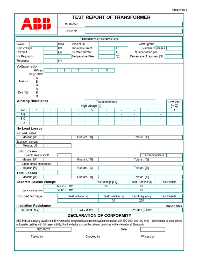 ABB FAT Test Report Format | PDF | Science & Mathematics