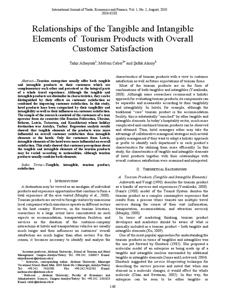 Relationships of Tangible and Intangible Elements in Marketing | PDF | Customer Satisfaction ...