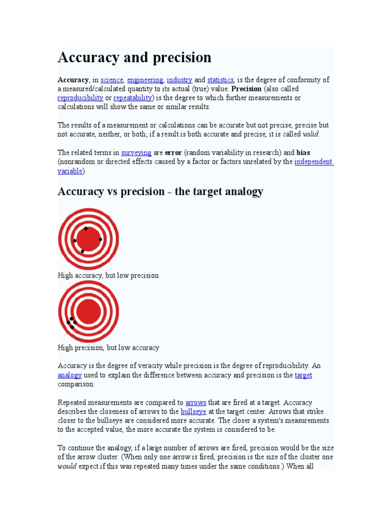 Accuracy and Precision1 | PDF | Accuracy And Precision | Statistics