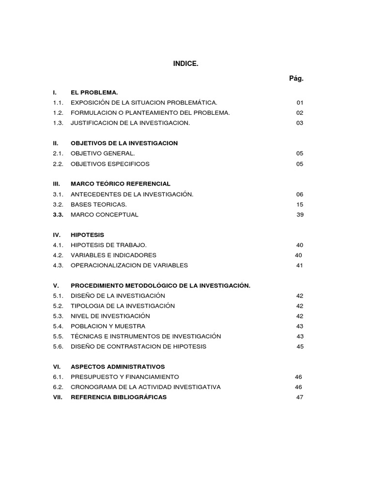 Modelo de Indice | PDF
