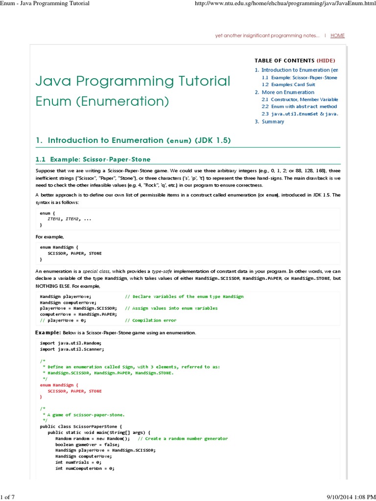 Enum Java Programming Tutorial Pdf Method Computer Programming Constructor Object 