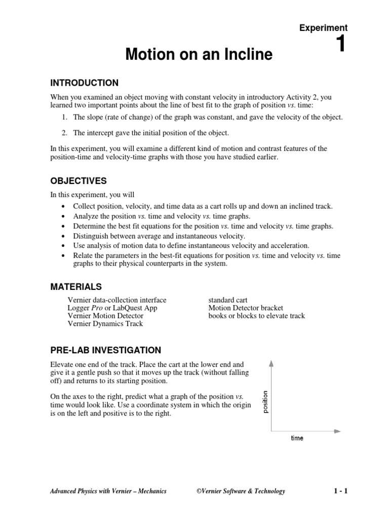 Motion On An Incline: Experiment | PDF | Velocity | Acceleration