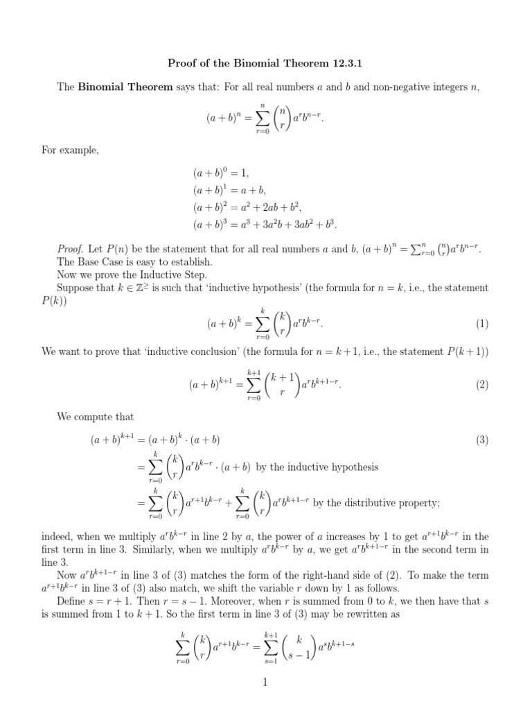 Binomial Theorem | PDF | Theorem | Mathematical Proof
