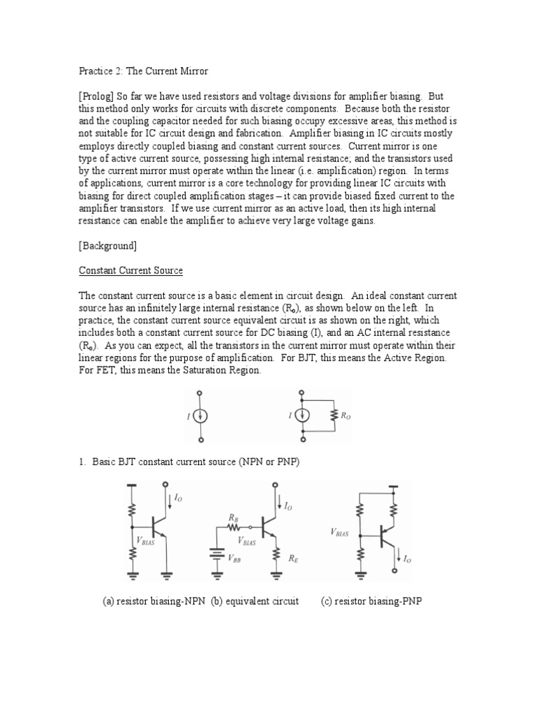 Current Mirror | PDF | Amplifier | Bipolar Junction Transistor