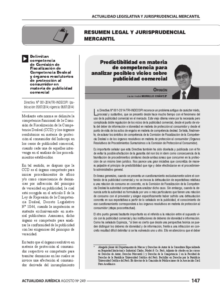 Creando Predictibilidad A Los Administrados en Materia de Competencia ...
