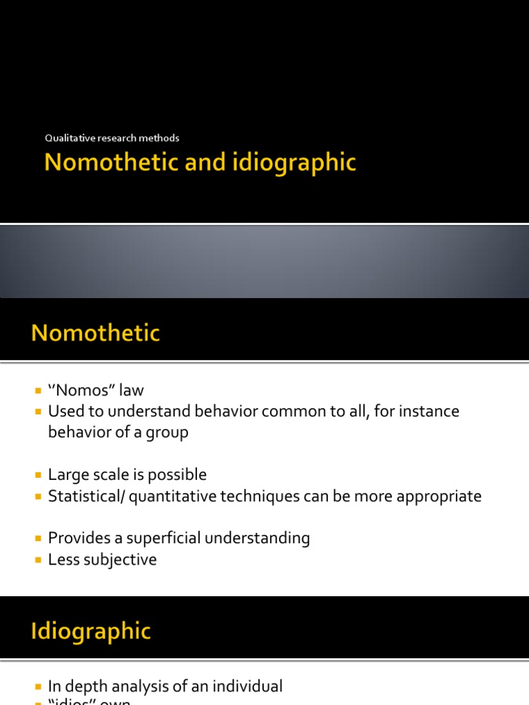 Nomothetic Vs Idiographic | PDF | Psychology | Psychological Concepts