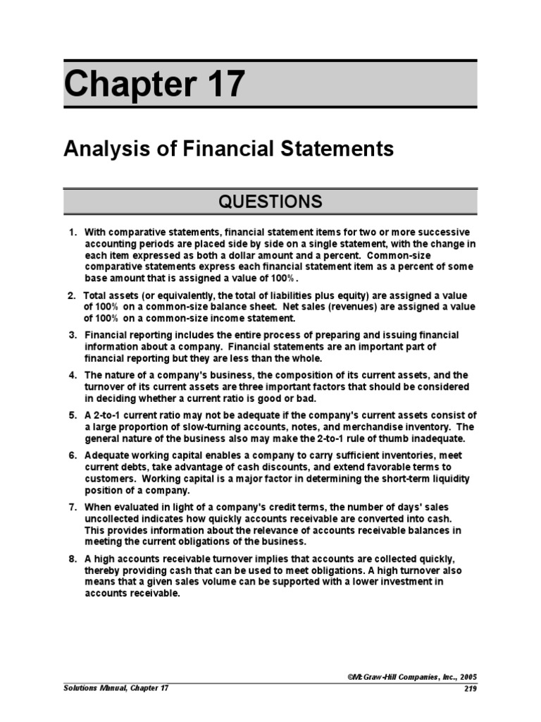 Analysis of Financial Statements: Questions | PDF | Revenue | Equity ...