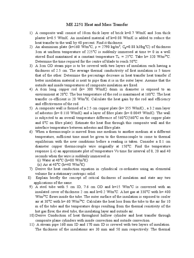 Heat Transfer Problems and Solutions | PDF | Thermal Insulation ...