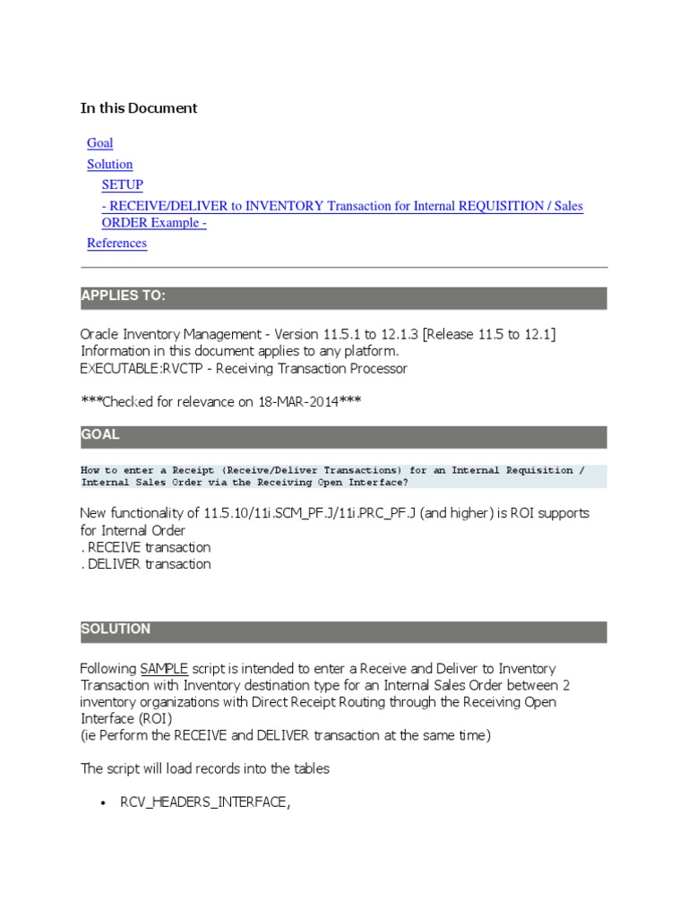 Internal Order Receipt Processing Guide | PDF | Receipt | Inventory