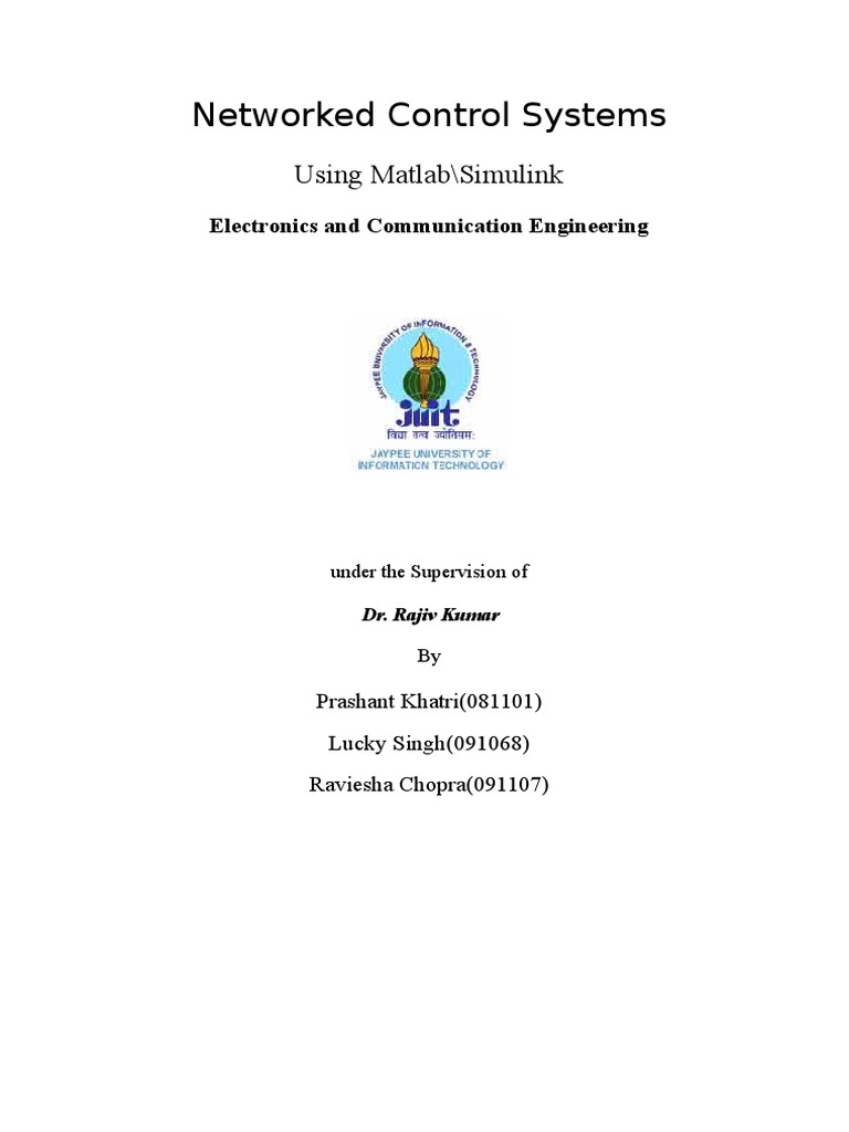 Networked Control Systems Using Matlab\Simulink | PDF | Matlab | Control Theory