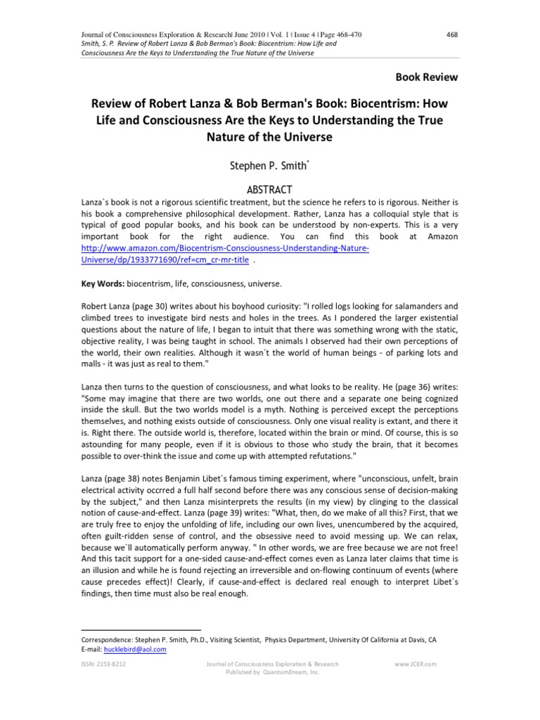Review of Robert Lanza & Bob Berman's Book Biocentrism How Life and ...