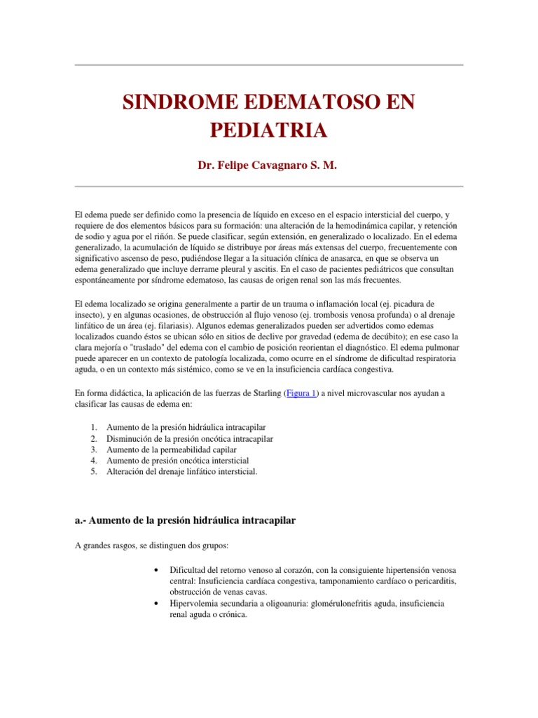 Síndrome Edematoso en Pediatría | PDF | Edema | Medicina CLINICA