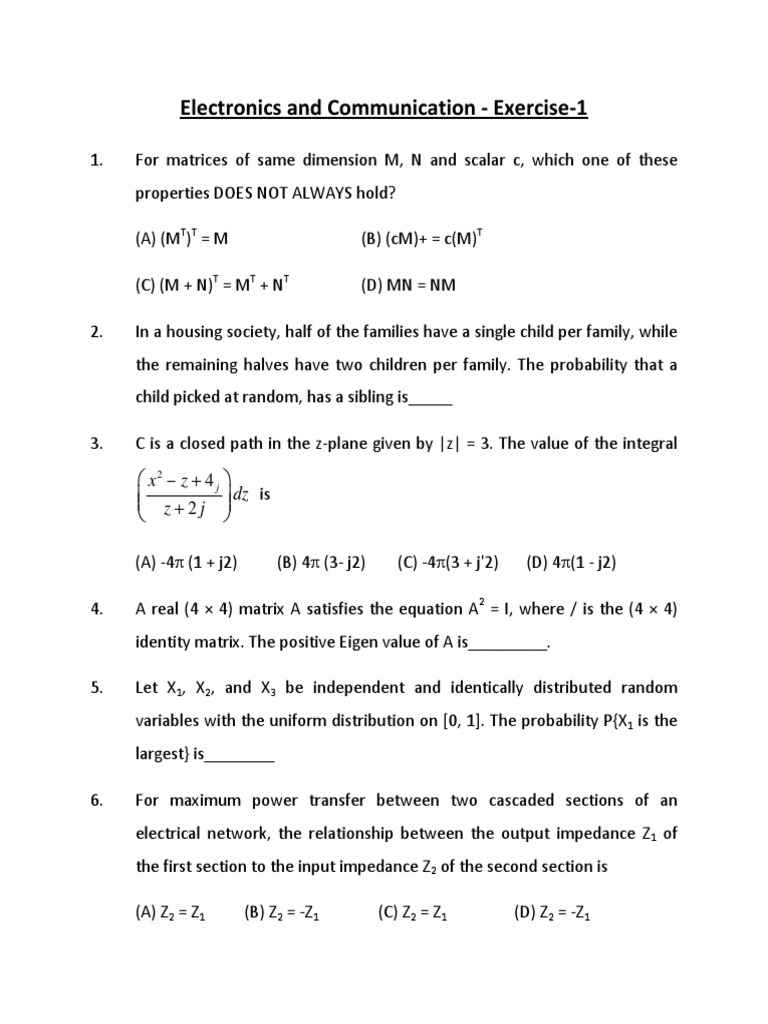 Practice Problems in Electronics and Communication Engineering | PDF ...