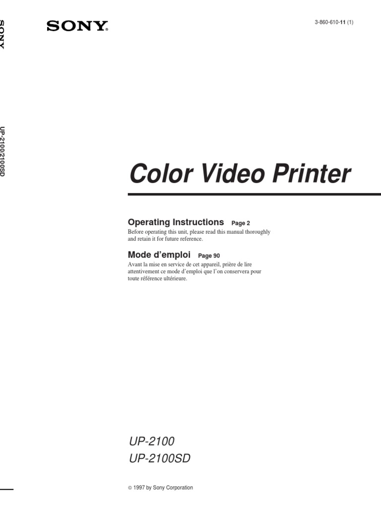 Color Video Printer: UP-2100 UP-2100SD | PDF | Printer (Computing) | Electromagnetic Interference