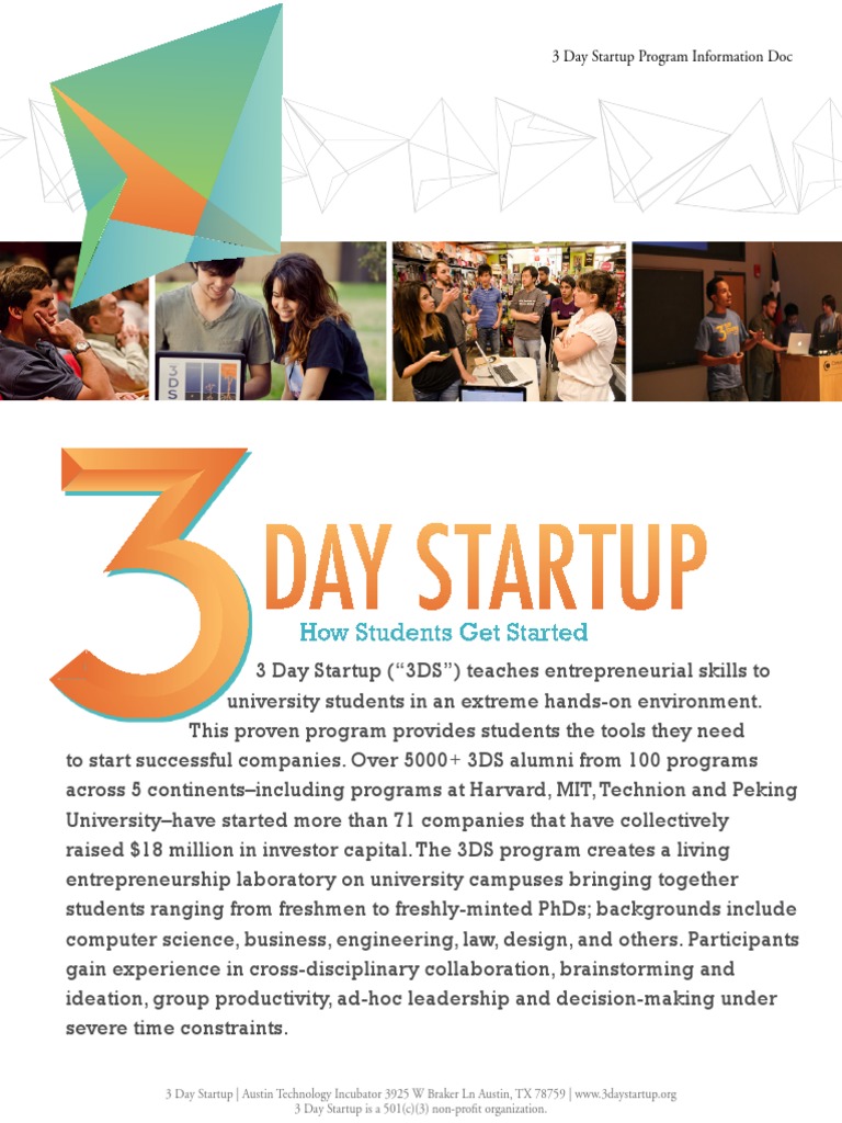 3 Day Startup Program Information | PDF | Startup Company | Small ...
