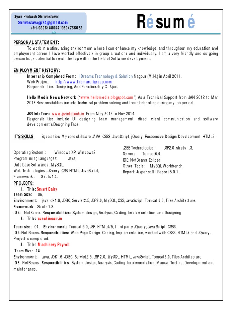 Resume Gyan... 061214 PDF | Download Free PDF | Net Beans ...