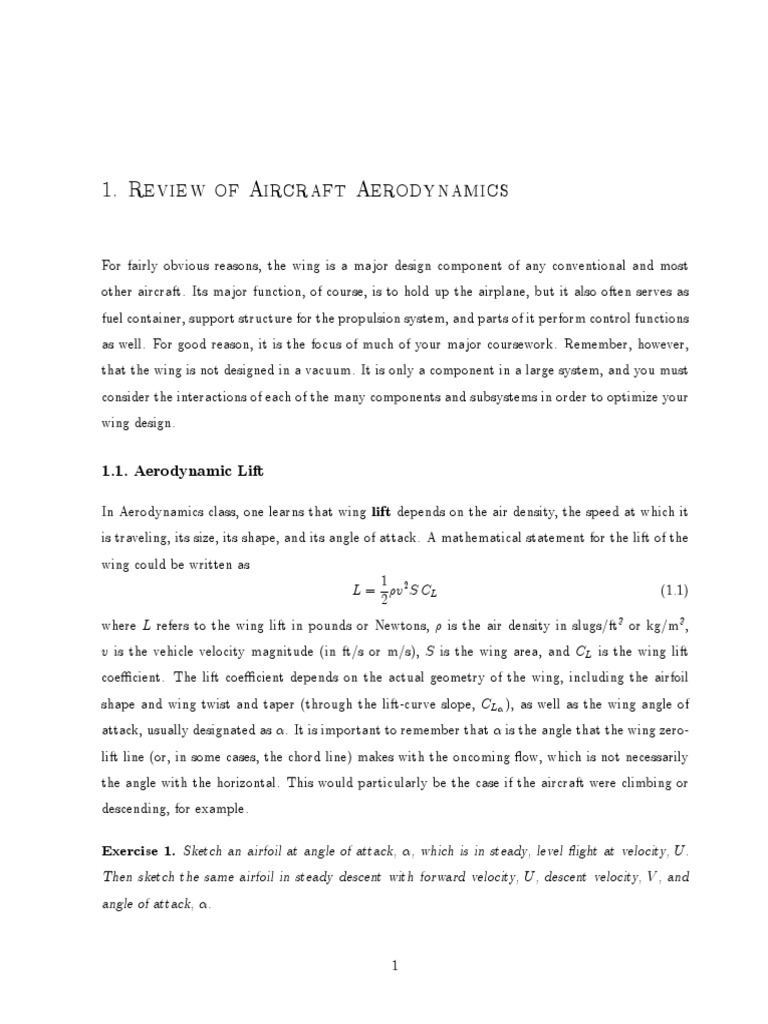 Review of Aircraft Aerodynamics | PDF | Lift (Force) | Airfoil