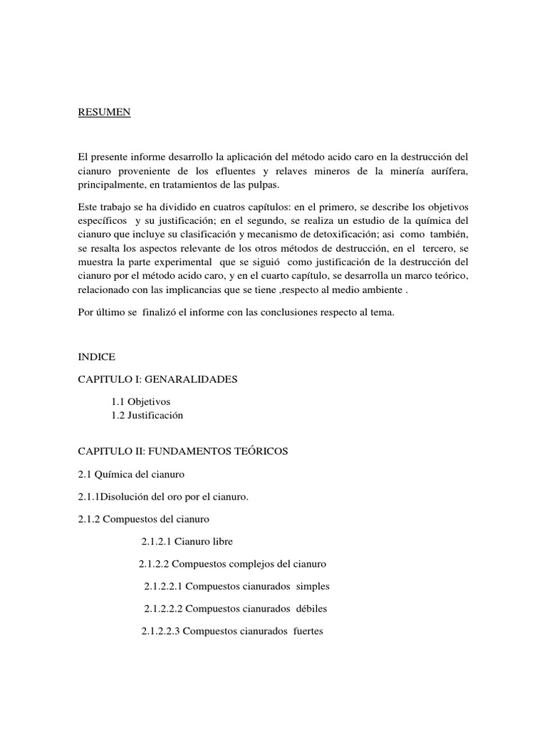 Acido Caro | PDF | Cianuro | Redox