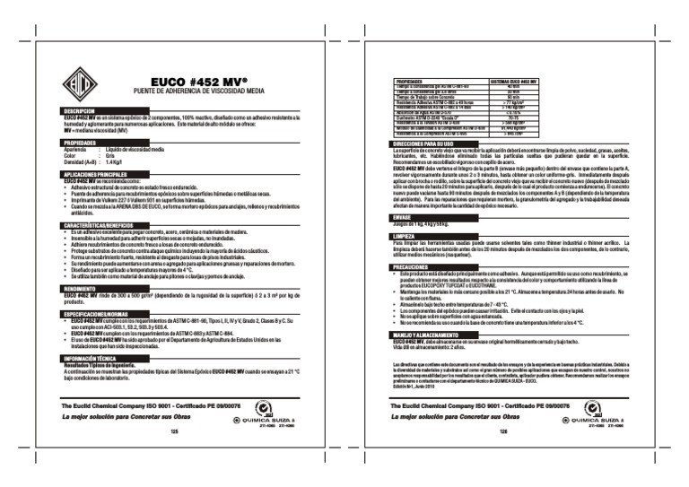 Euco 452 Aditivo | PDF | Revestimiento | Epoxy