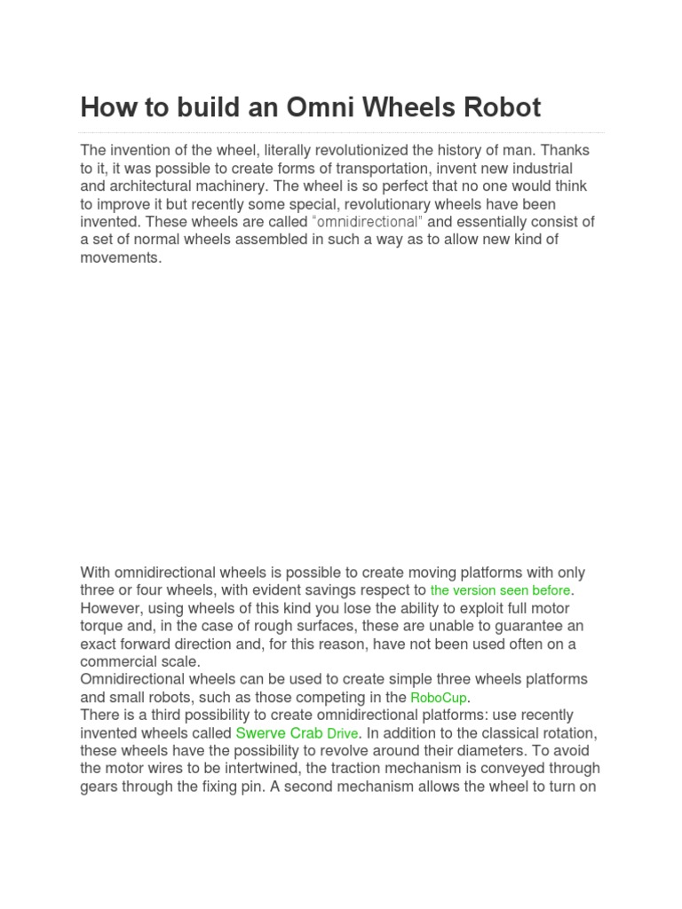 How To Build An Omni Wheels Robot | PDF | Remote Control | Wheel