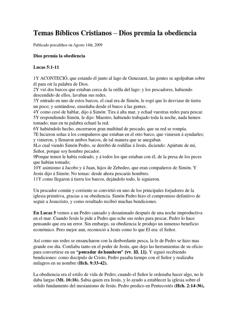 Dios Premia La Obediencia | PDF | San Pedro | Jesús