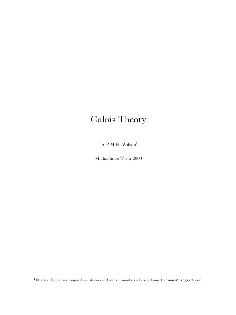 Galois Theory Notes | PDF | Field (Mathematics) | Mathematical Concepts