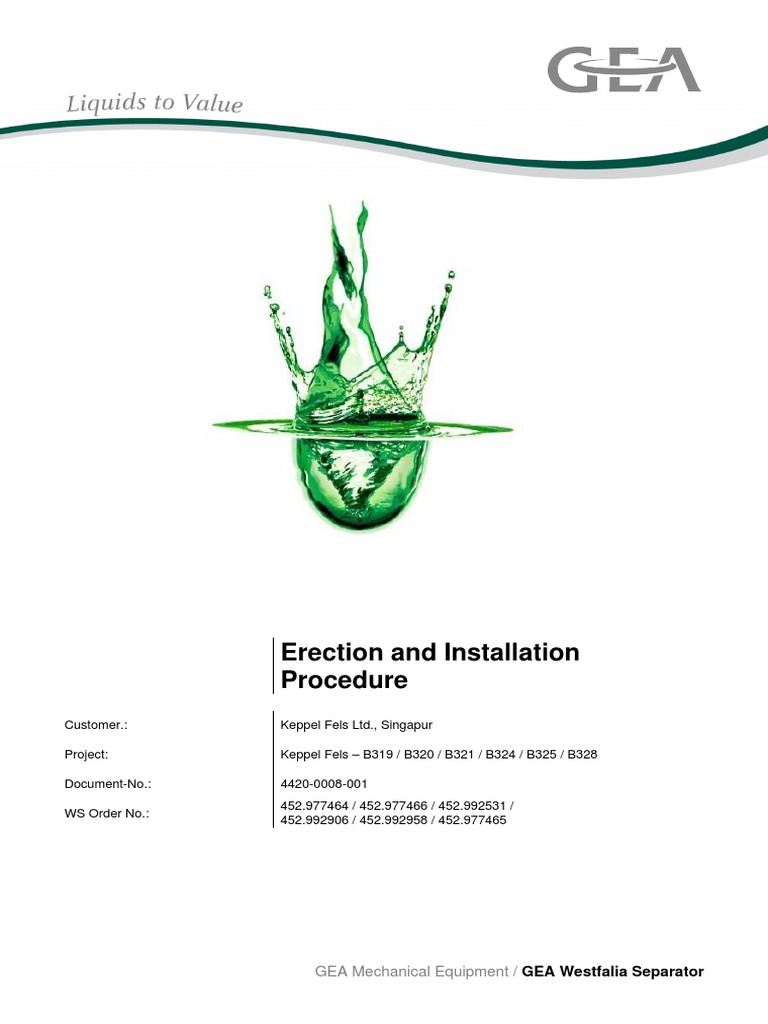 Erection and Installation Procedure: GEA Mechanical Equipment | PDF ...