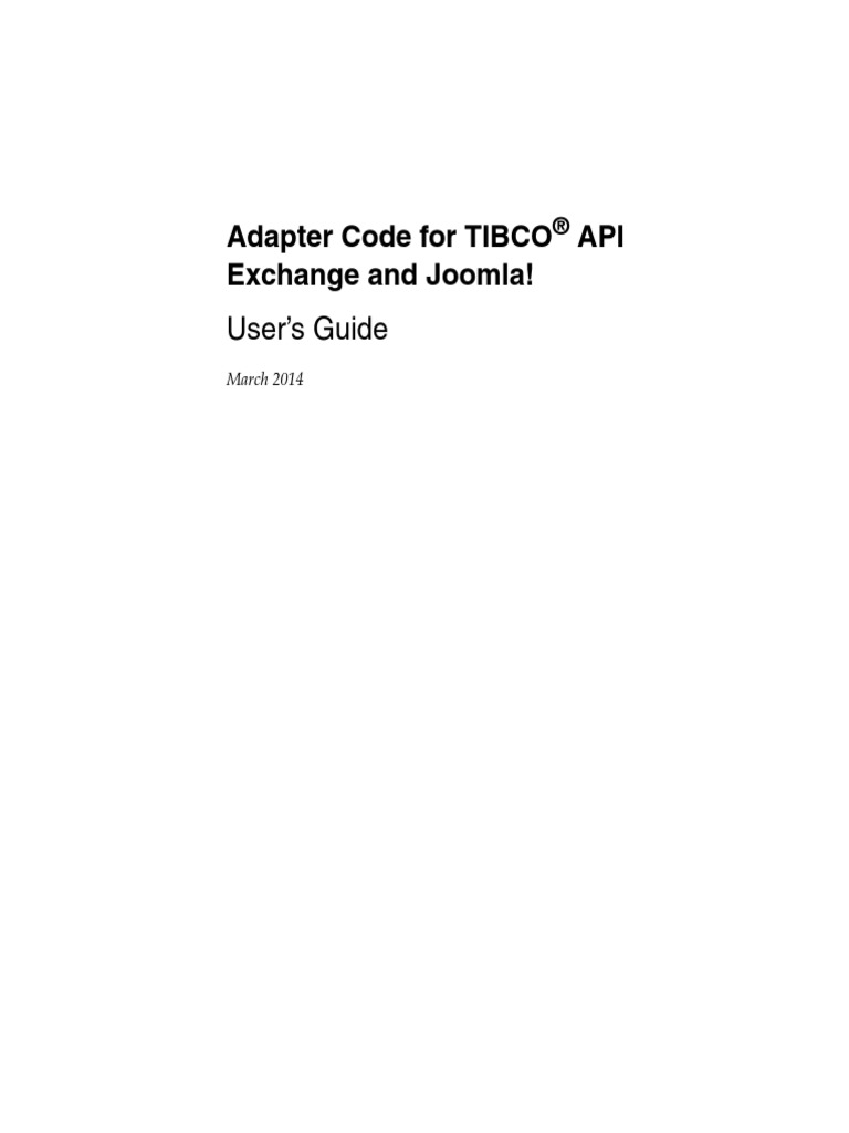 Adapter Code For TIBCO API Exchange and Joomla!: User's Guide | PDF ...
