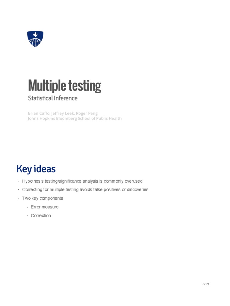 Multiple Testing Multiple Testing: Statistical Inference | Download ...