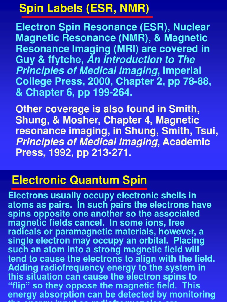 Biomedical Tracers Spin Labels | PDF | Electron Paramagnetic Resonance ...