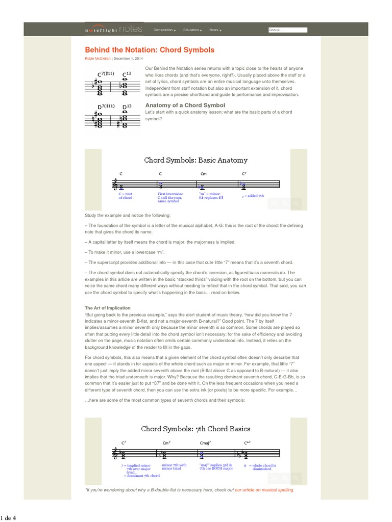 Behind The Notation - Chord Symbols - Noteflight Notes | PDF | Chord ...