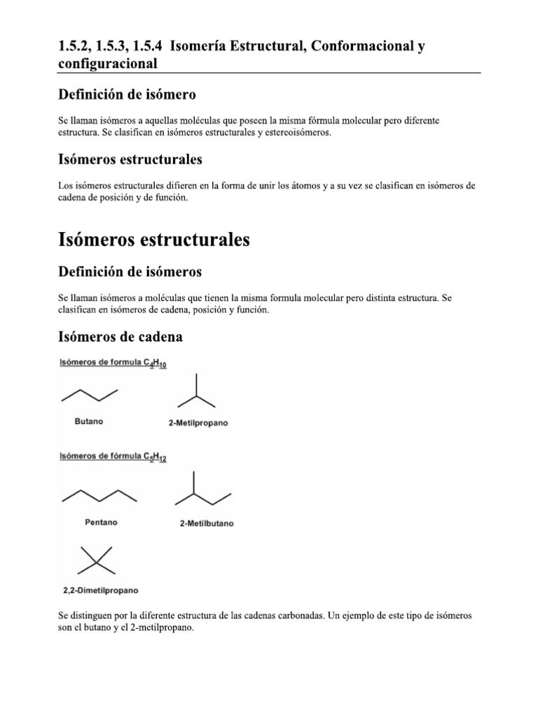 Isomeros Estructurales | PDF | Estereoquímica | Química Orgánica