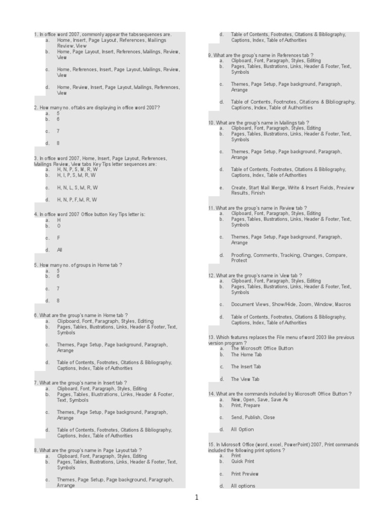 MCQ Word | PDF | Page Layout | Tab (Gui)