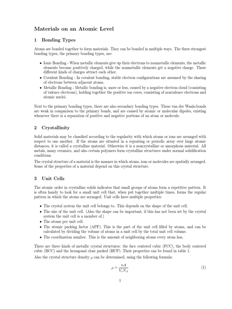 Atomic Bonding and Crystallinity Explained | PDF | Dislocation ...