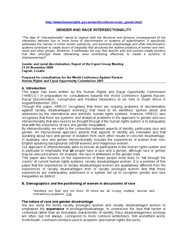 Gender and Race Intersectionality | PDF | Intersectionality | Race ...
